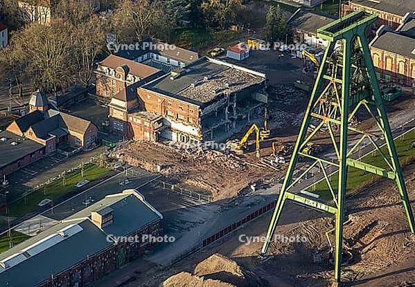 Creative quarter, demolition work next to Lohberg mining tower, site ...