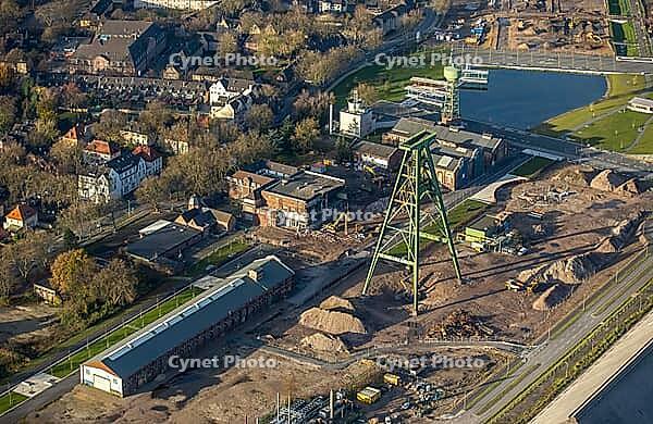 Creative quarter, demolition work next to Lohberg mining tower, site ...